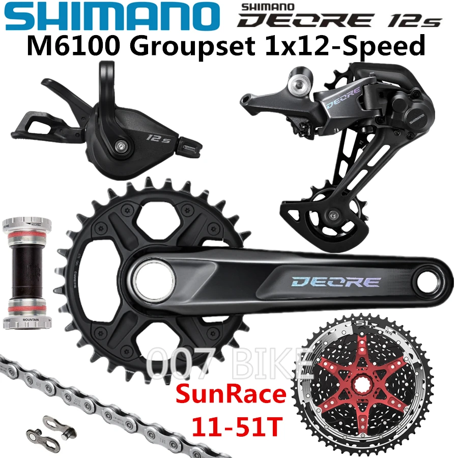 SHIMANO DEORE M6100 Groupset MTB Mountain Bike Groupset 1x12 Speed 32T 170 175mm 10 51T M6120 ...