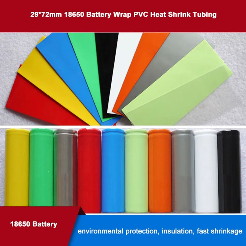 50pcs 29*72mm 18650 Battery Wrap Pvc Heat Shrink Tubing For Battery ...