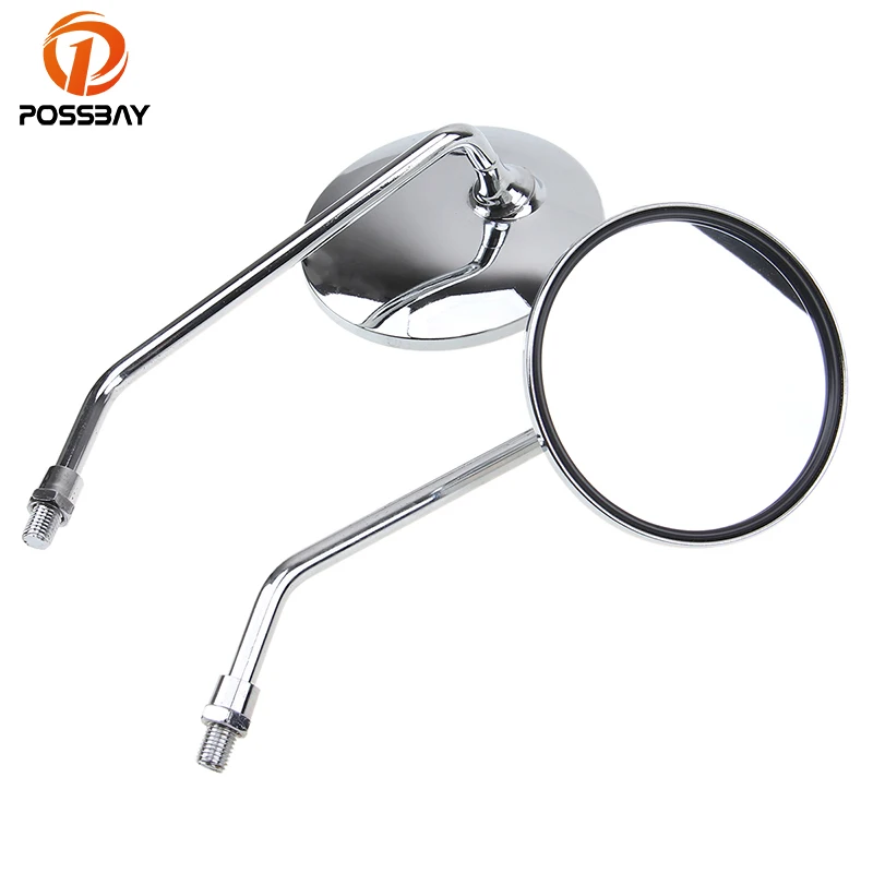 POSSBAY Chrome Motorcycle Rearview Mirror Motorbike Side Mirror Scooter ...