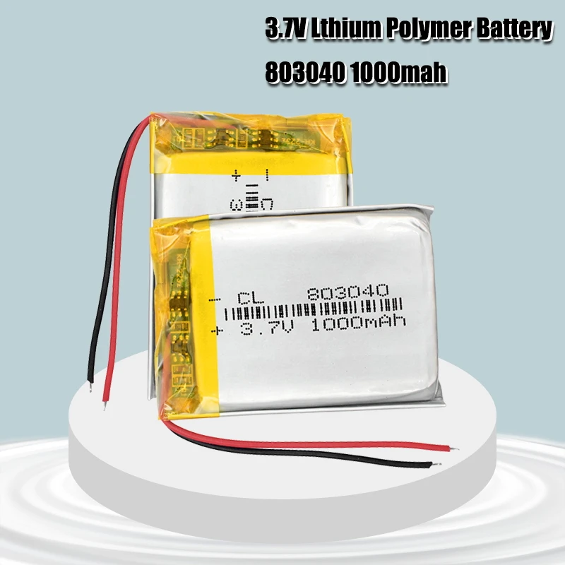 1000mah 3.7v 803040 lithium li polymer rechargeable battery for ...