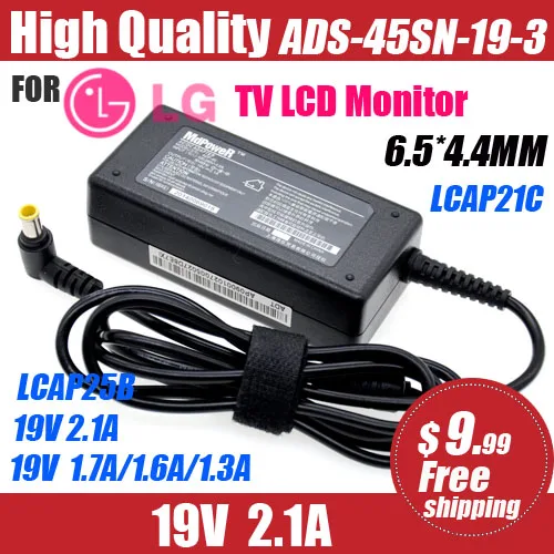19V 2.1A /1.6A for LG Monitor LCD TV AC Adapter Power Supply cord ...