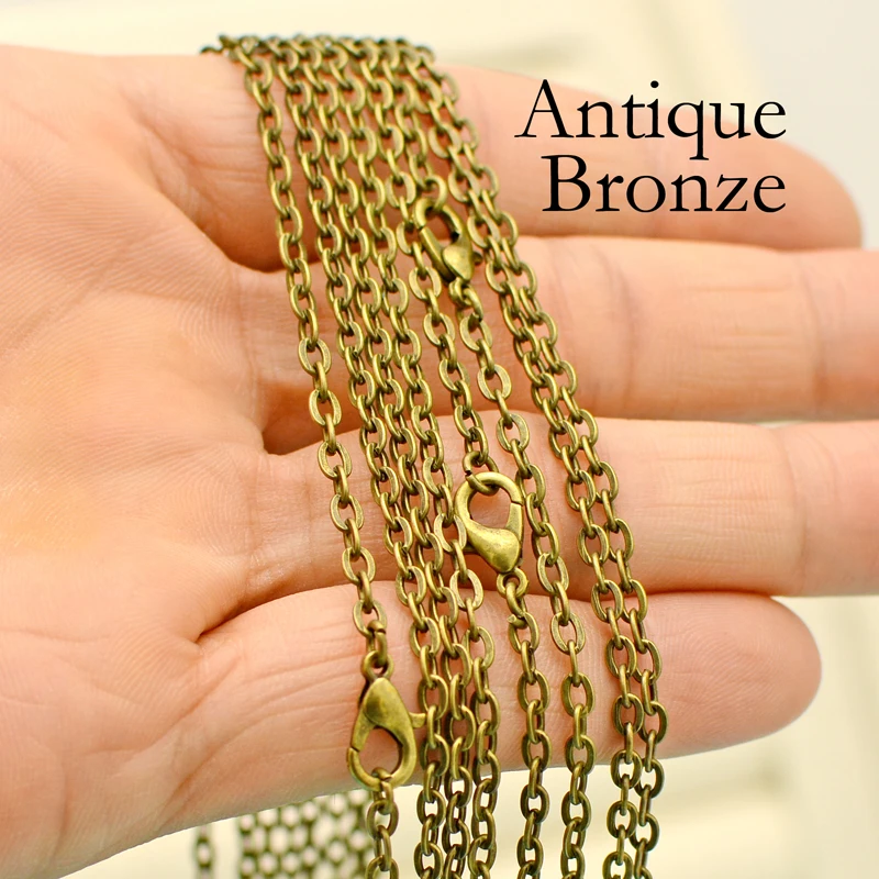 100 Pcs - Antique Bronze Necklace Chain Wholesale, 18/24/30 Inch Chain ...