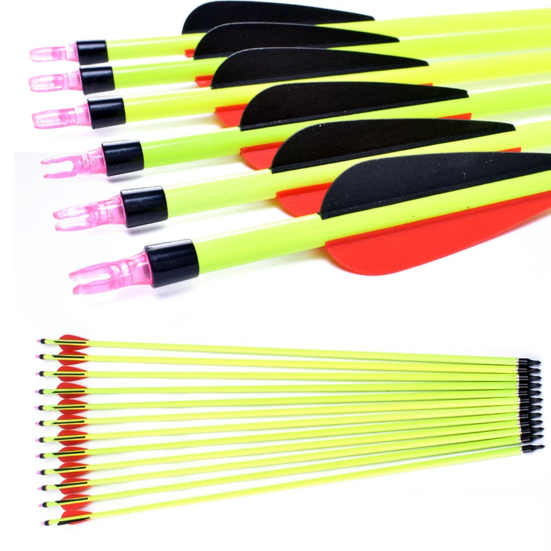 12-24Pcs-Yellow-Shaft-Archery-Carbon-Arrow-For-Composite-Recurve-Bow ...
