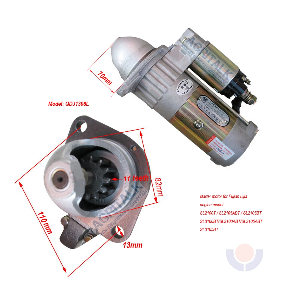 Starter-motor-QDJ1308L-for-Lijia-SL2105T-SL2105BT-SL2105ABT-SL2108ABT ...