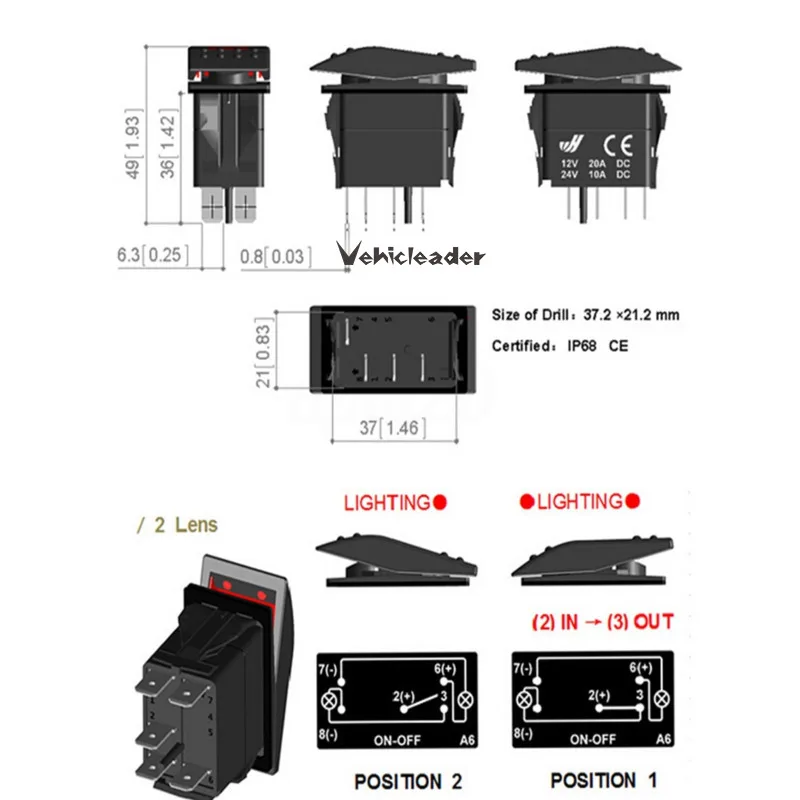 1x 12/24V Waterproof Led Car Switch Truck Light Toggle Switch Bar Style ...