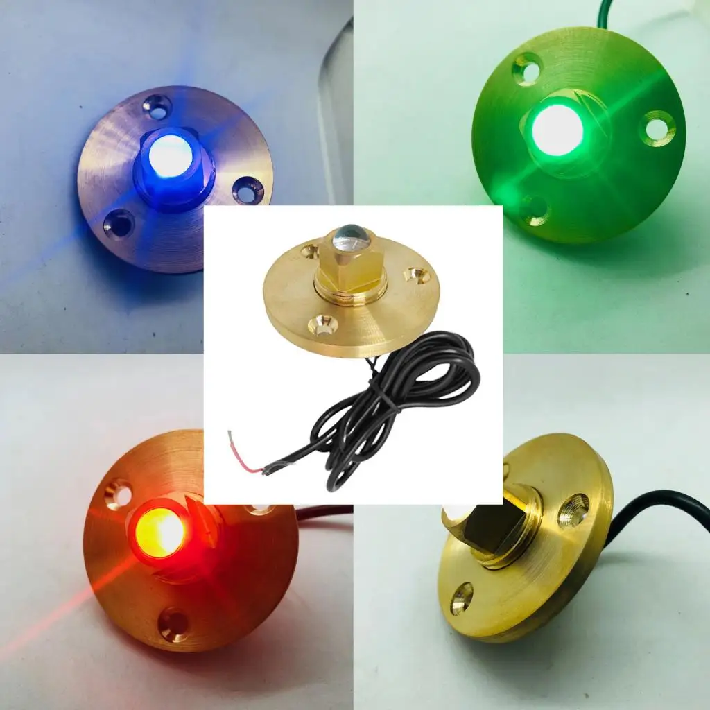 Boat Drain Plug LED Light Underwater Brass Garboard Stern Powerboat Red ...
