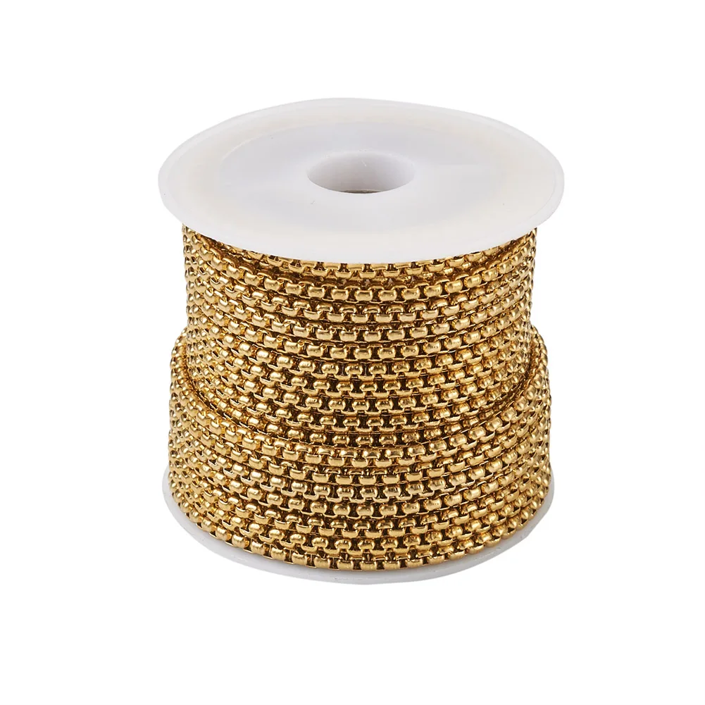 5m Stainless Steel Box Chain Venetian Chains Link Chain Unwelded Golden ...