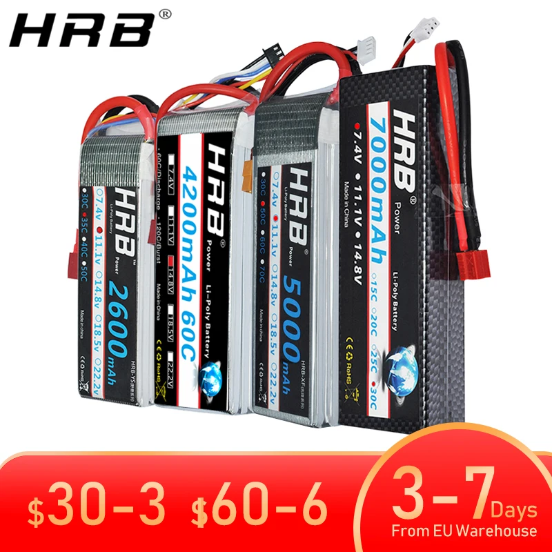 HRB-2S-3S-5S-4S-6S-Lipo-Battery-3000mah-4000mah-5000mah-6000mah-7-4V-11 ...