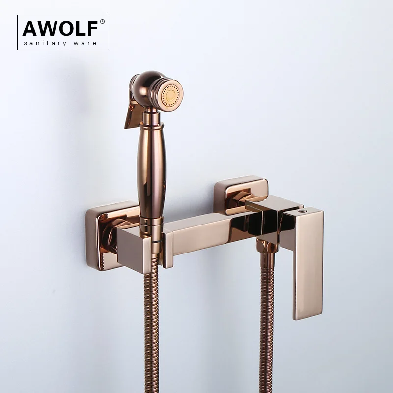 Rose-Gold-Hot-And-Cold-Handheld-Toilet-Bidet-Sprayer-Solid-Brasss ...
