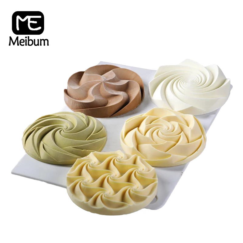 Meibum Cream Flower Brownie Mousse Mould Spiral Silicone Cake Mold ...