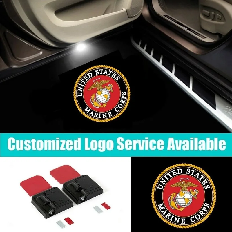 2Pcs Car Door Welcome Lights USMC UNITED STATES MARINE CORPS Logo ...