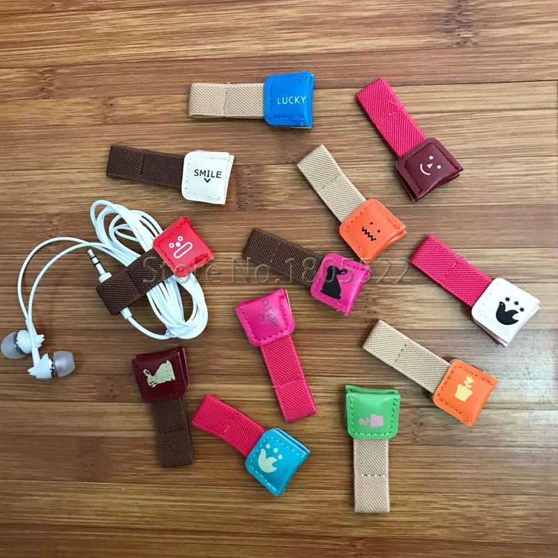 6PCS Leather Earphone Heaphone Winder Cable Cord Organizer Holder For ...