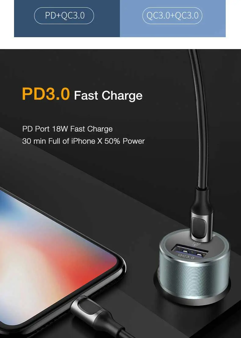 Suntaiho Быстрая зарядка 3,0 USB 36 Вт автомобильное зарядное устройство для iPhone 11 Pro 11Pro ...