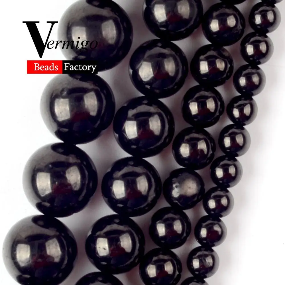 Natural-Stone-Graphite-Shungite-Round-Beads-for-Jewelry-Making-4-6-8-10 ...