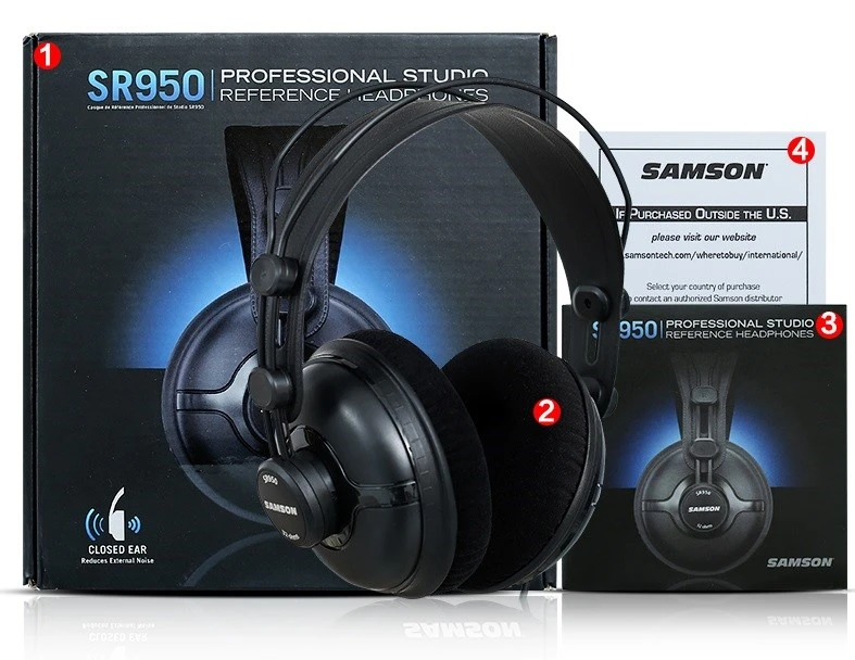 Original Samson SR950 Professional monitoring headphones fully closed ...