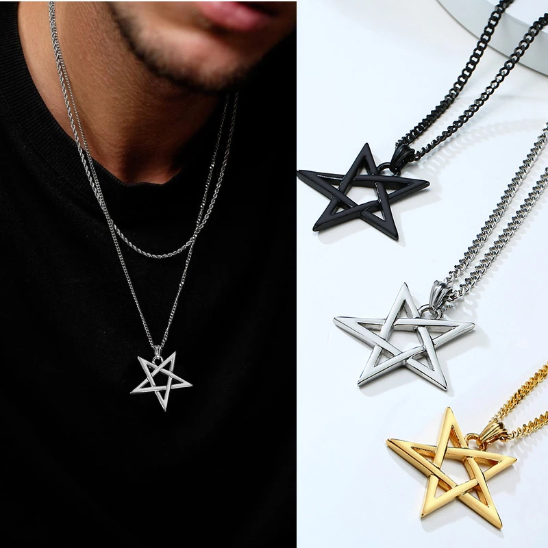 Pentagram Pentacle Pendant Necklace Stainless Steel Pentagramma ...