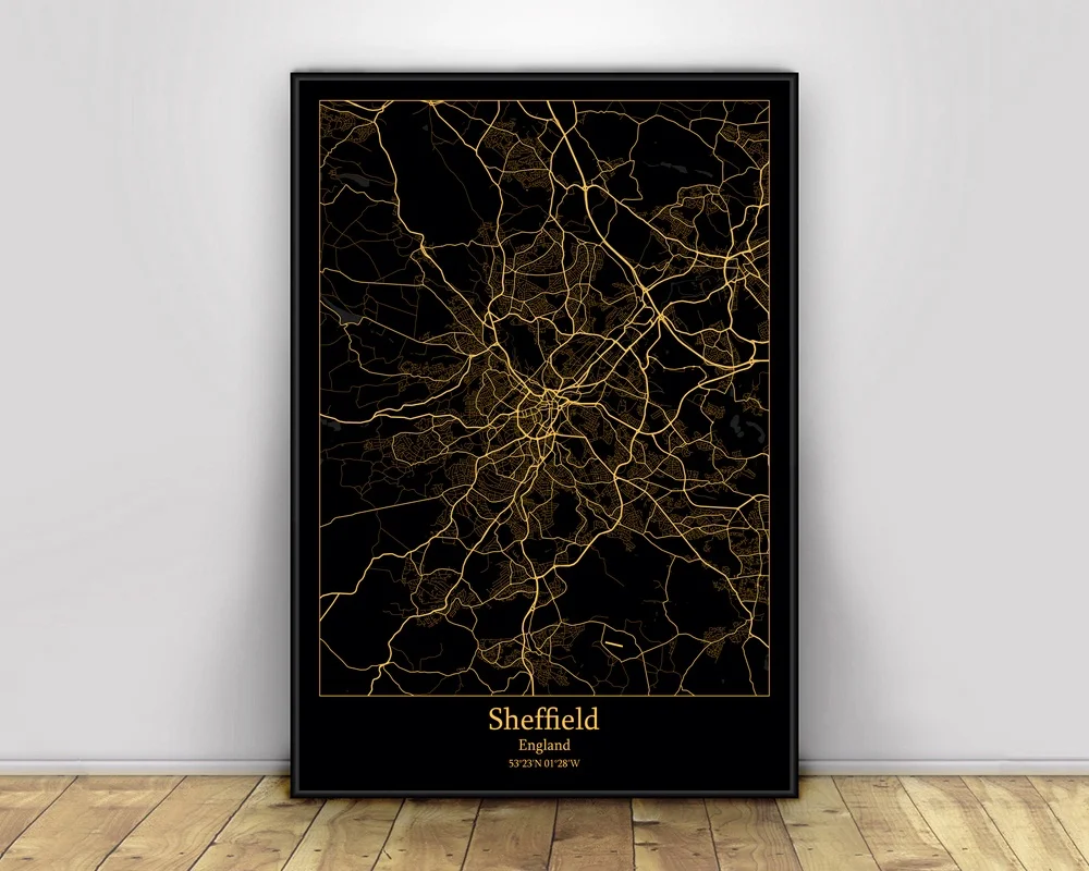 Sheffield-ngiltere-siyah-ve-alt-n-ehir-k-haritalar-zel-d-nya-ehir ...