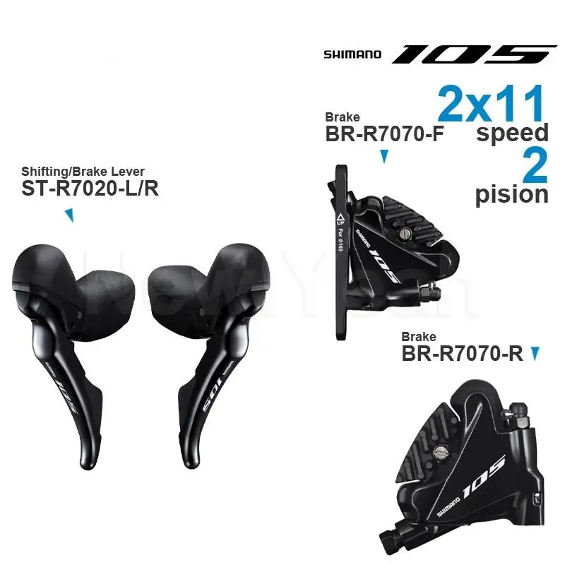 SHIMANO 105 Hydraulic Disc Brake Groupset R7020 LEVER 2x11 speed R7070 ...