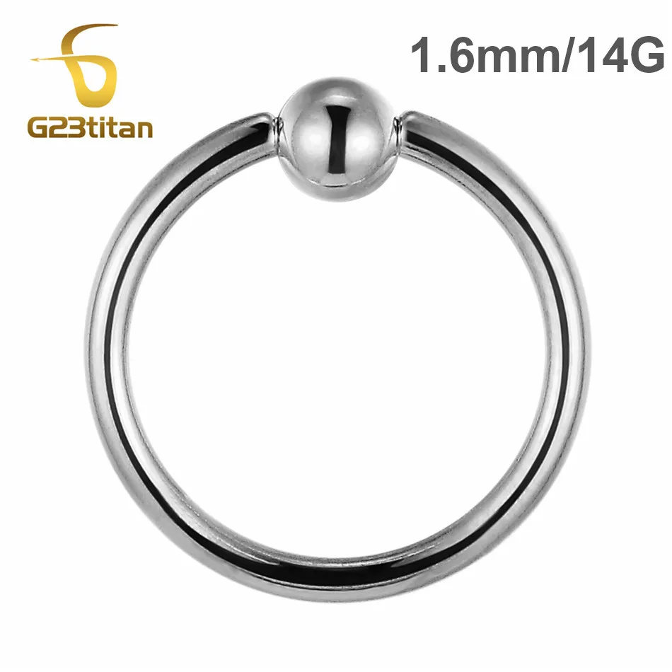 G23titan 14G 1.6mm Titanium Body Piercing Captive Bead Rings Lip Septum ...