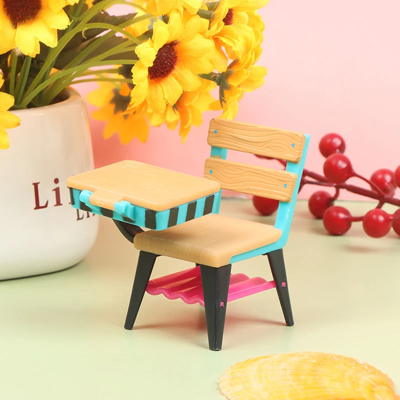 1 Set 1:12 Mini Dollhouse Furniture Miniature Computer Desk and Chair ...