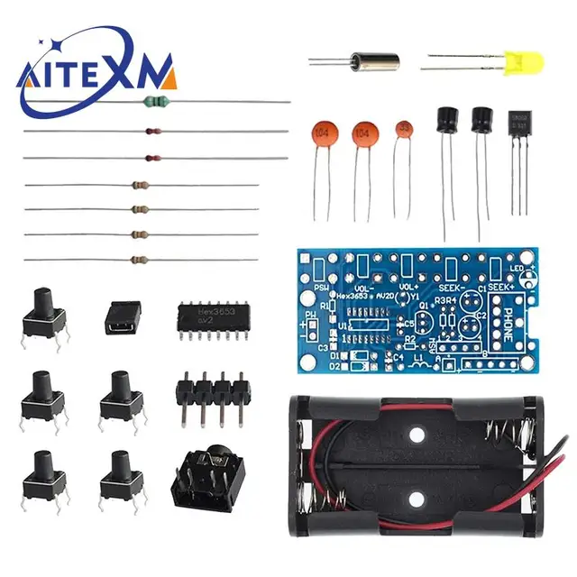 DIY Electronic Kits Wireless Stereo FM Radio Receiver Module PCB 76MHz ...