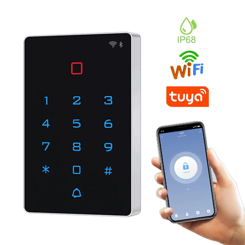 T12 WIFI Tuya Smart Door Lock Waterproof Door Access Control System Standalone Keypad RFID Card ...