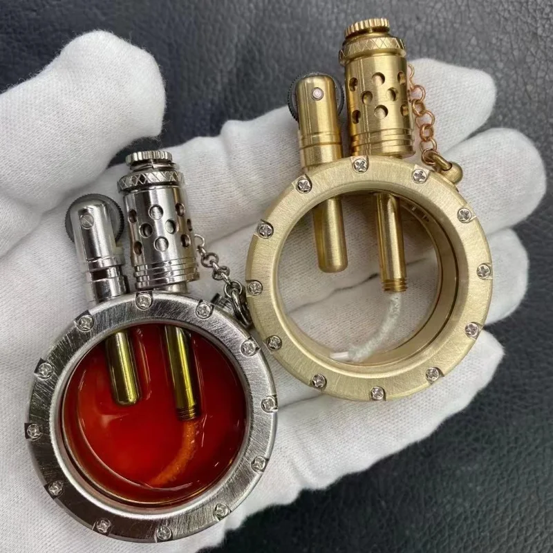 Handmade-Pure-Copper-Gasoline-Lighter-Round-Kerosene-Oil-Inflated ...