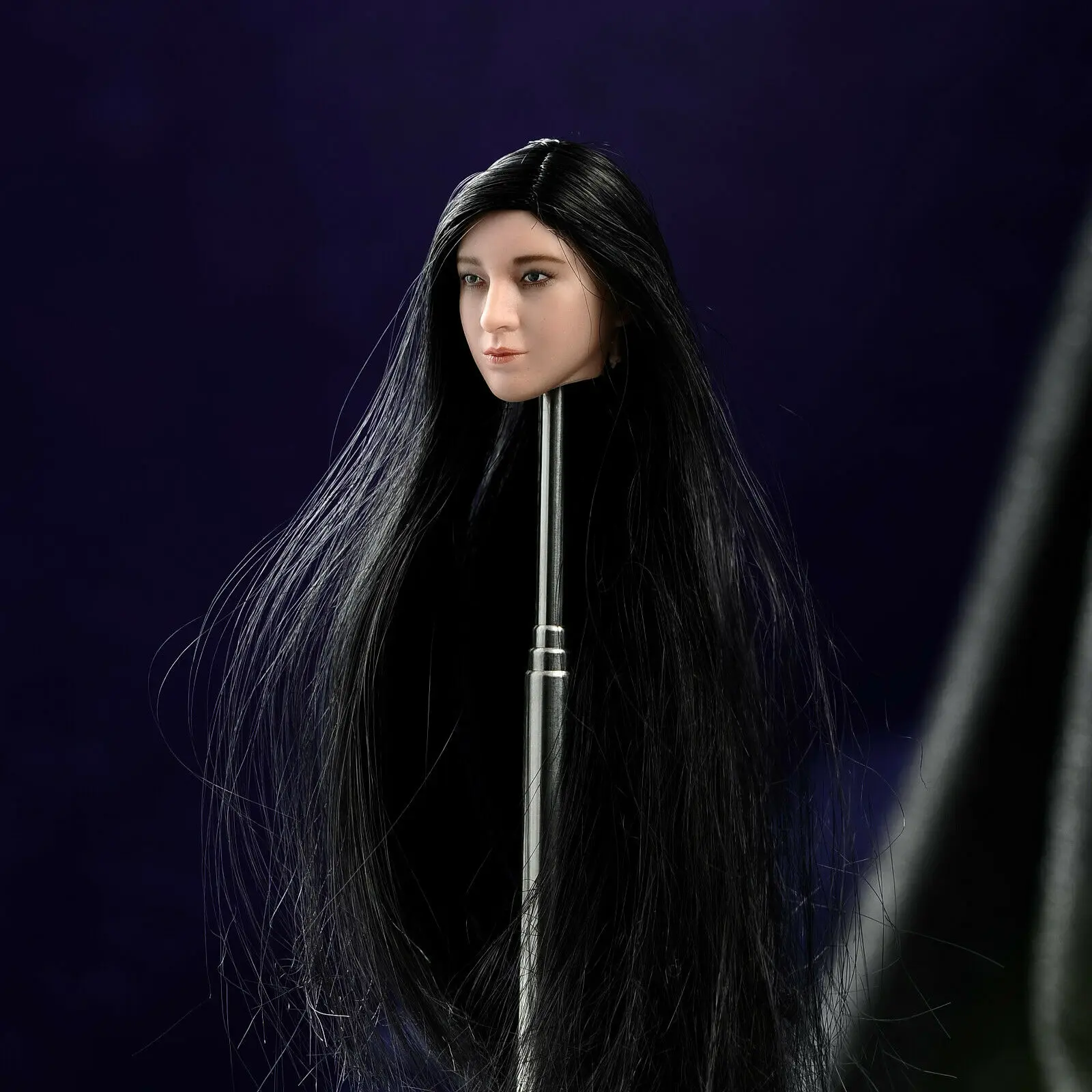1:6 Scale Beauty Girl Head Sculpt With Long Black Straight Hair Fit 12 ...