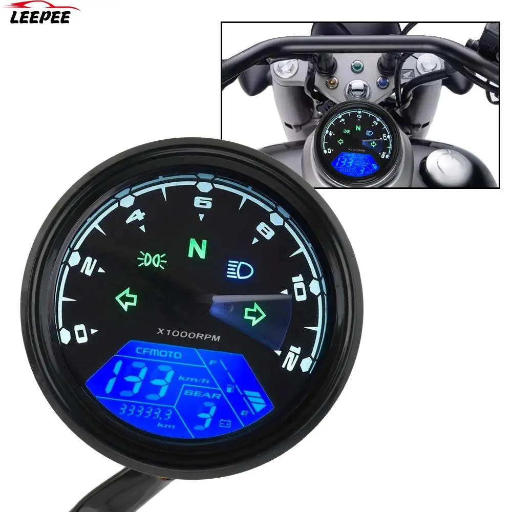 12V-Motorcycle-Speedometer-Tachometer-Fuel-Meter-Dashboard-Gauges-Dial ...