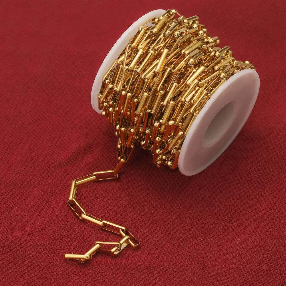 1 Meters 5mm Width Stainless Steel Gold long Square Box Chain for Women ...