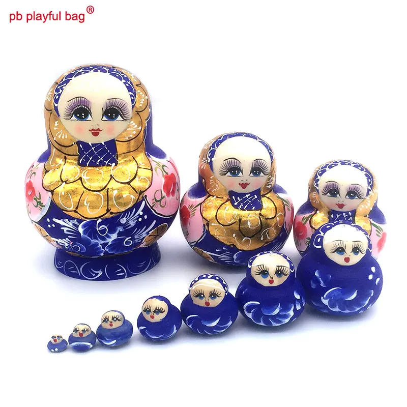 PB-Playful-bag-Ten-story-blue-Russian-dolls-exquisite-wooden-DIY-toy ...