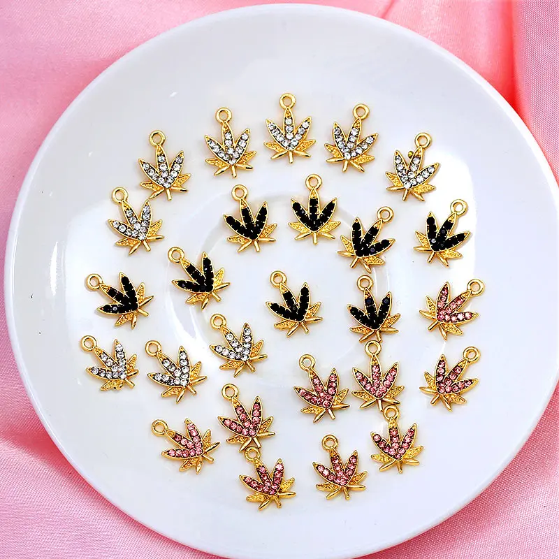 10Pcs-15-11mm-Zinc-Alloy-Mini-Maple-Leaf-Weed-Plant-Charms-Multicolor ...