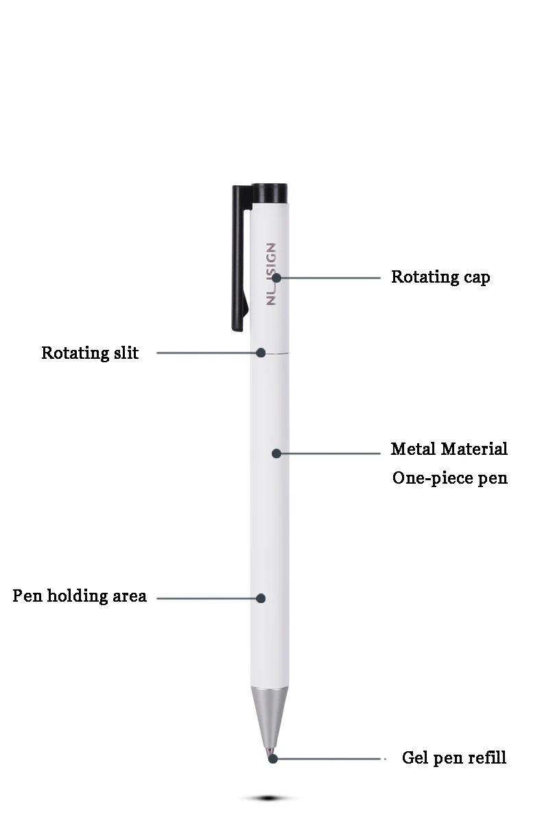 STYLO,1Silver 10Black Ink--stylo à encre Gel en métal Nusign, avec ...