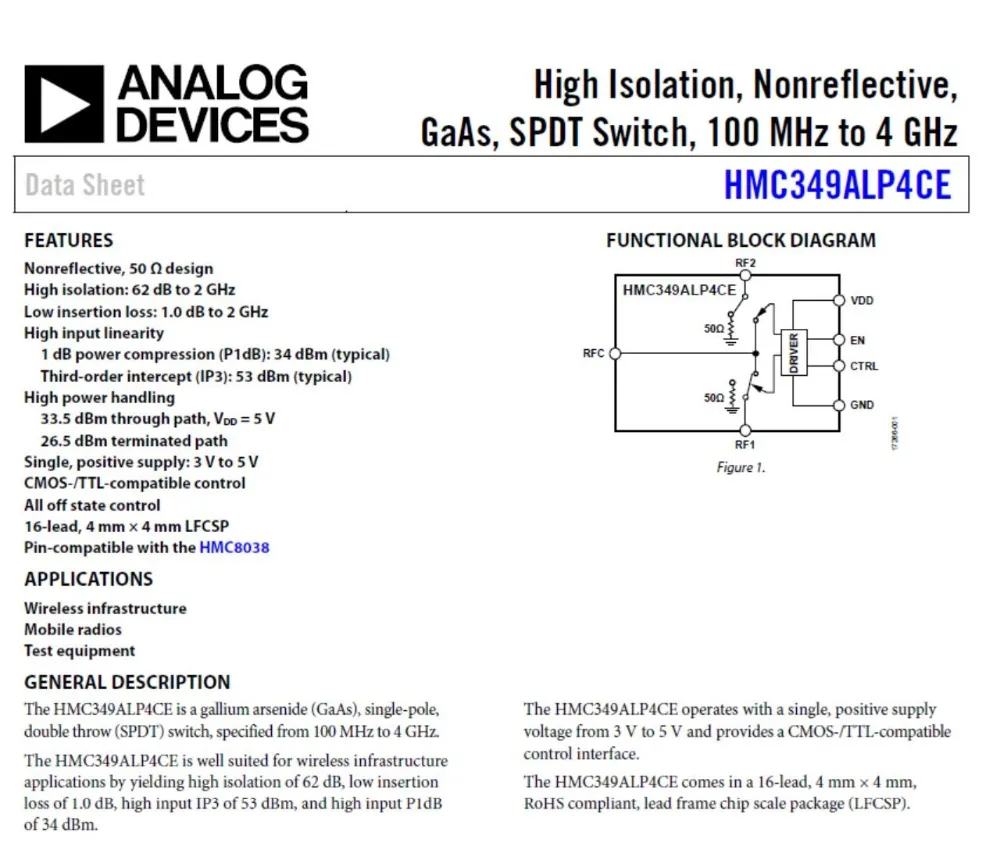 HMC349 RF switch module SPDT 6GHz High bandwidth separation | eBay