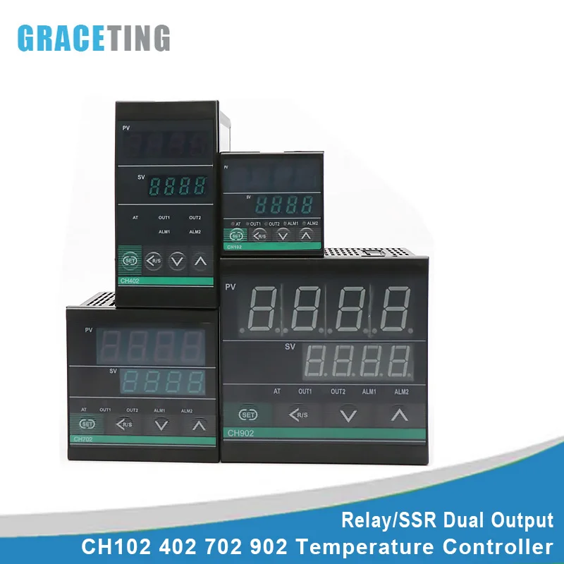 Dual Output SSR Relay Output CH102 CH402 CH702 CH902 Digital PID Intelligent Temperature ...