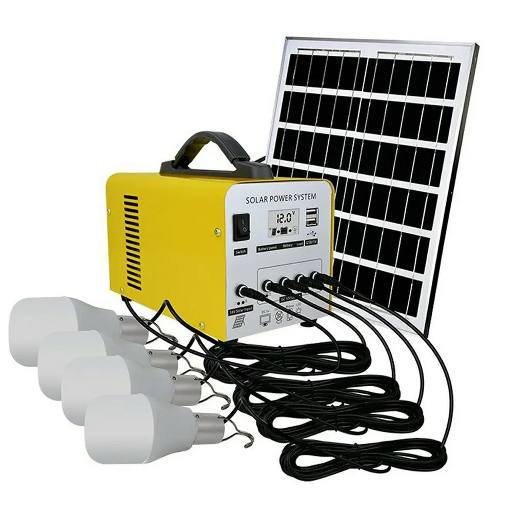 12V-USB-Solar-Power-Panel-Solar-Charger-with-LED-Bulbs-Home-System ...