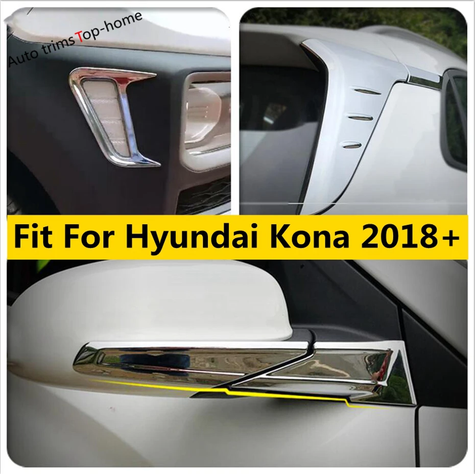 Abs Chrome Exterior For Hyundai Kona 2018 - 2022 Rearview Mirror Rear ...