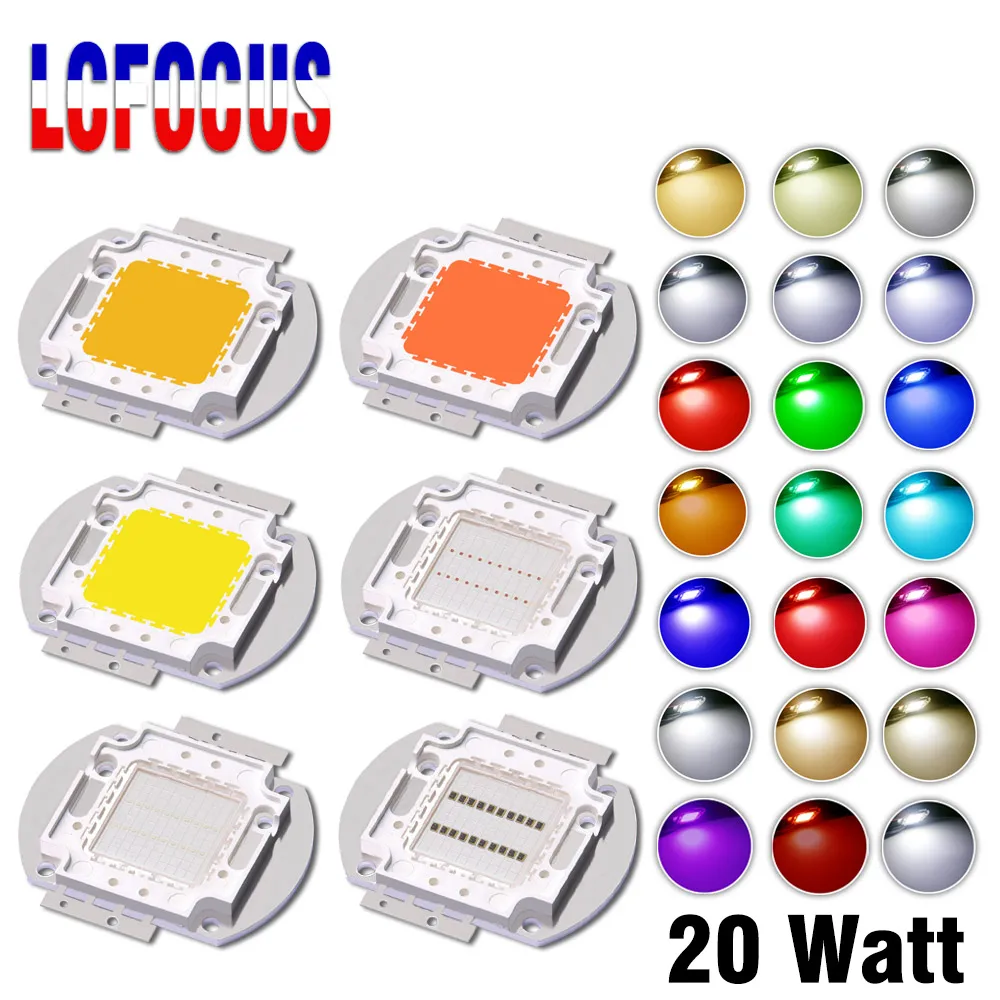 High Power LED COB Chip 20W White Yellow RGB Red Green Blue Amber ...