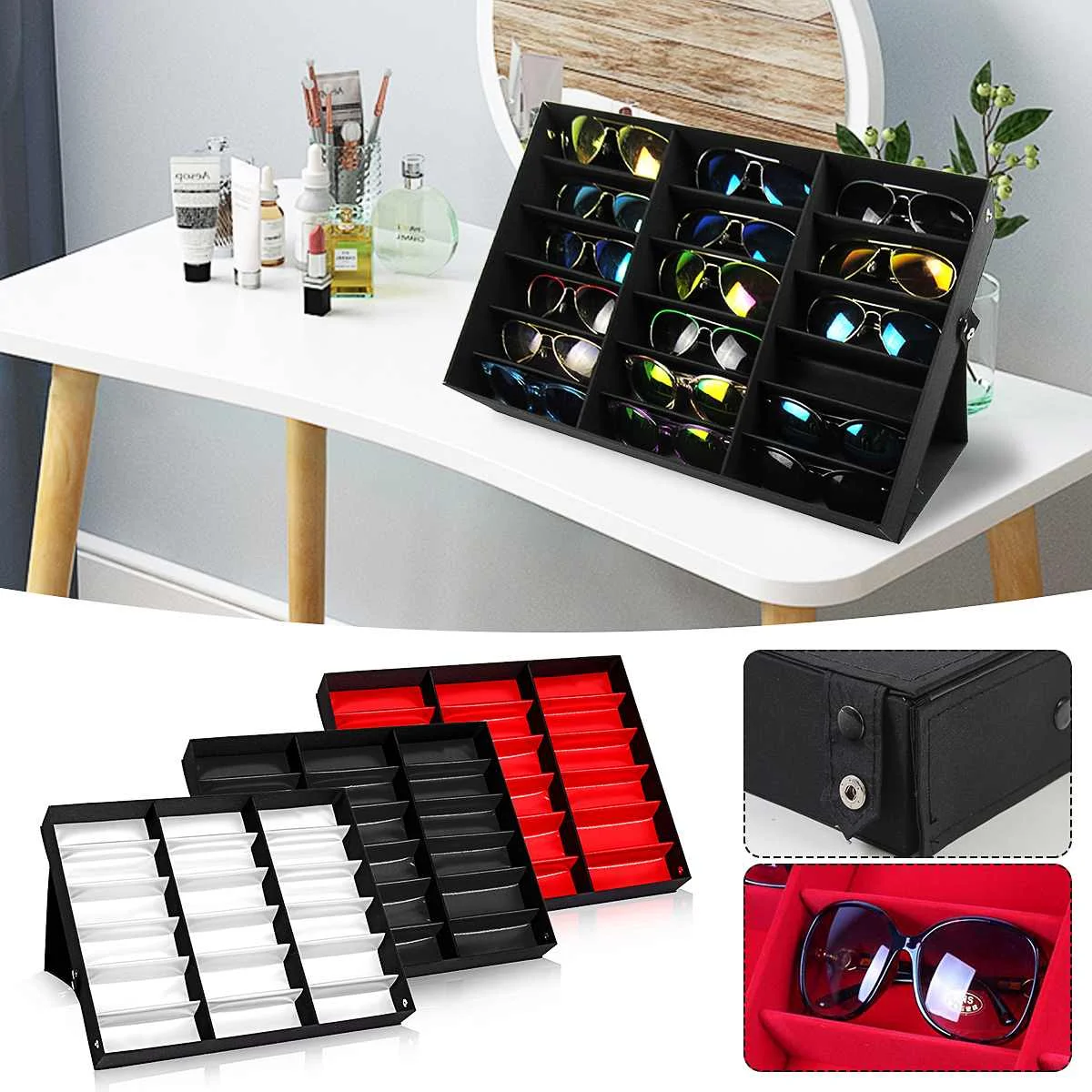 18-Grids-Modern-Foldable-Eyeglass-Storage-Box-Sunglasses-Eye-Glasses ...