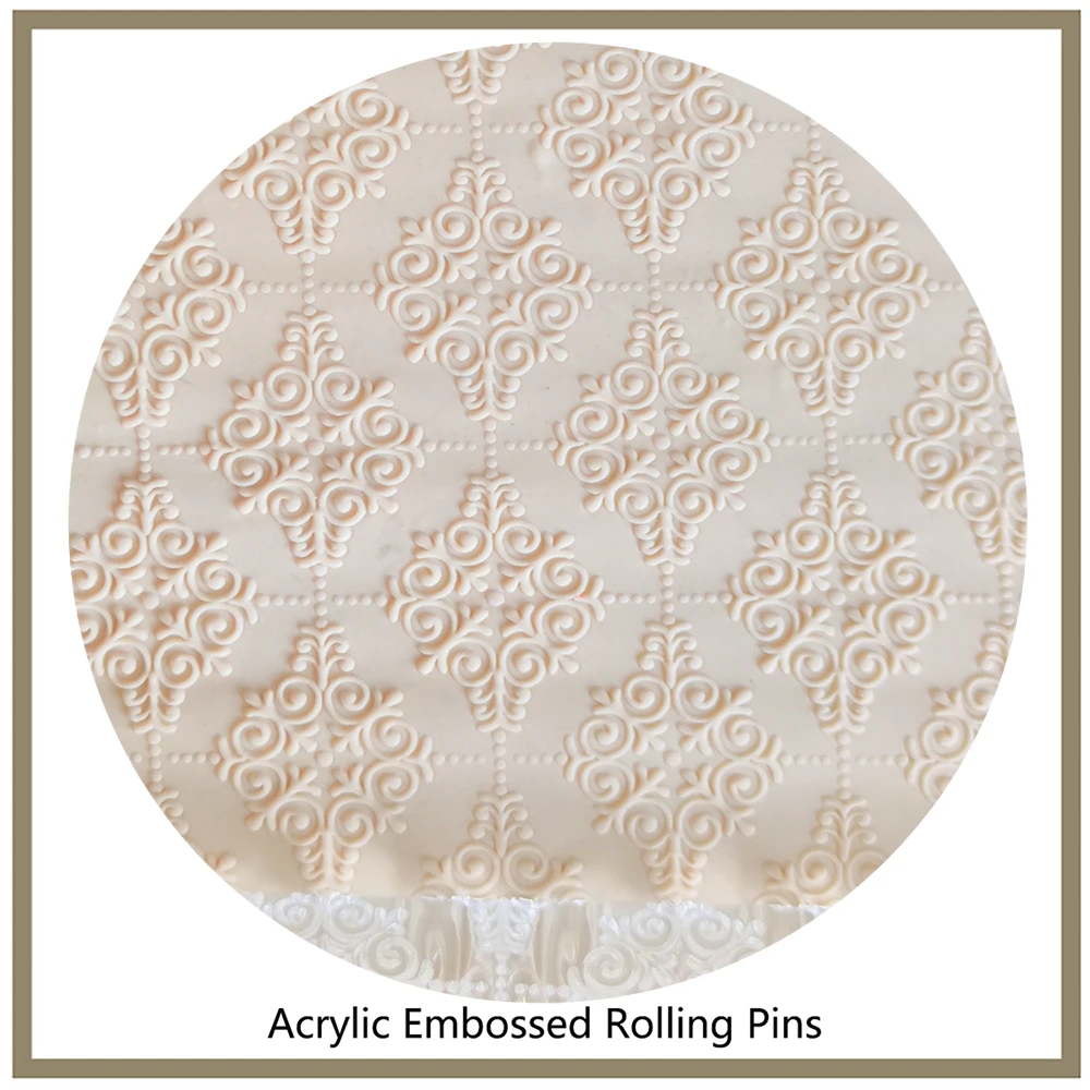 1 Piece Embossing Rolling Pin with Design Logos Pattern Decorating Cake ...