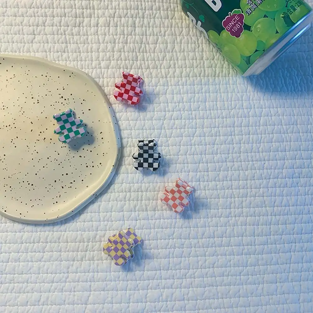 1PC Hair Claw Clip Acrylic Acetate Colorful Mosaic Bear Plaid Hair ...