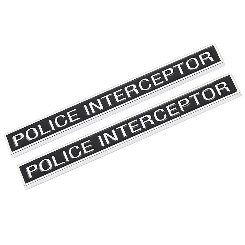 Creative 3D Metal Car Sticker Chrome POLICE INTERCEPTOR Emblem Badge ...