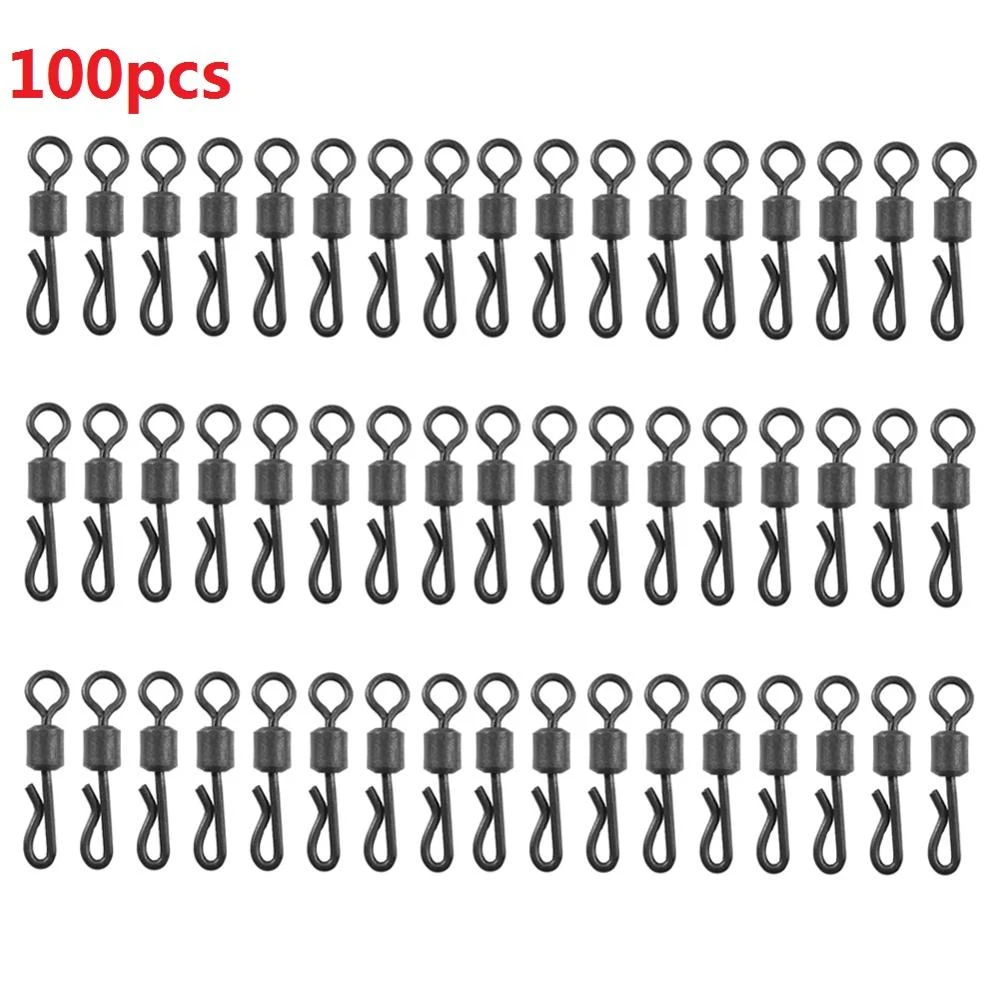 25/50/75/100 pcs Rolling Quick Change Swivels For Carp Fishing Q shaped Swing Snap Connector ...