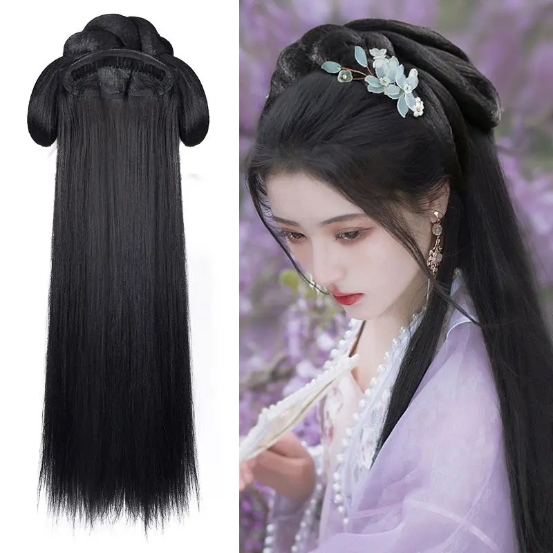 Cosplay Hanfu Chinese Ancient Style Wig Piece Women Vintage Synthesis ...