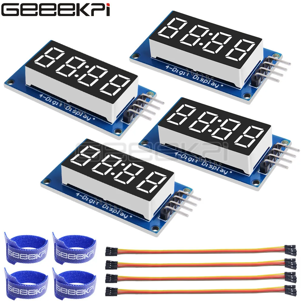 4pcs Tm1637 4 Bits Digital Led Display Module For Arduino 7 Segment 0