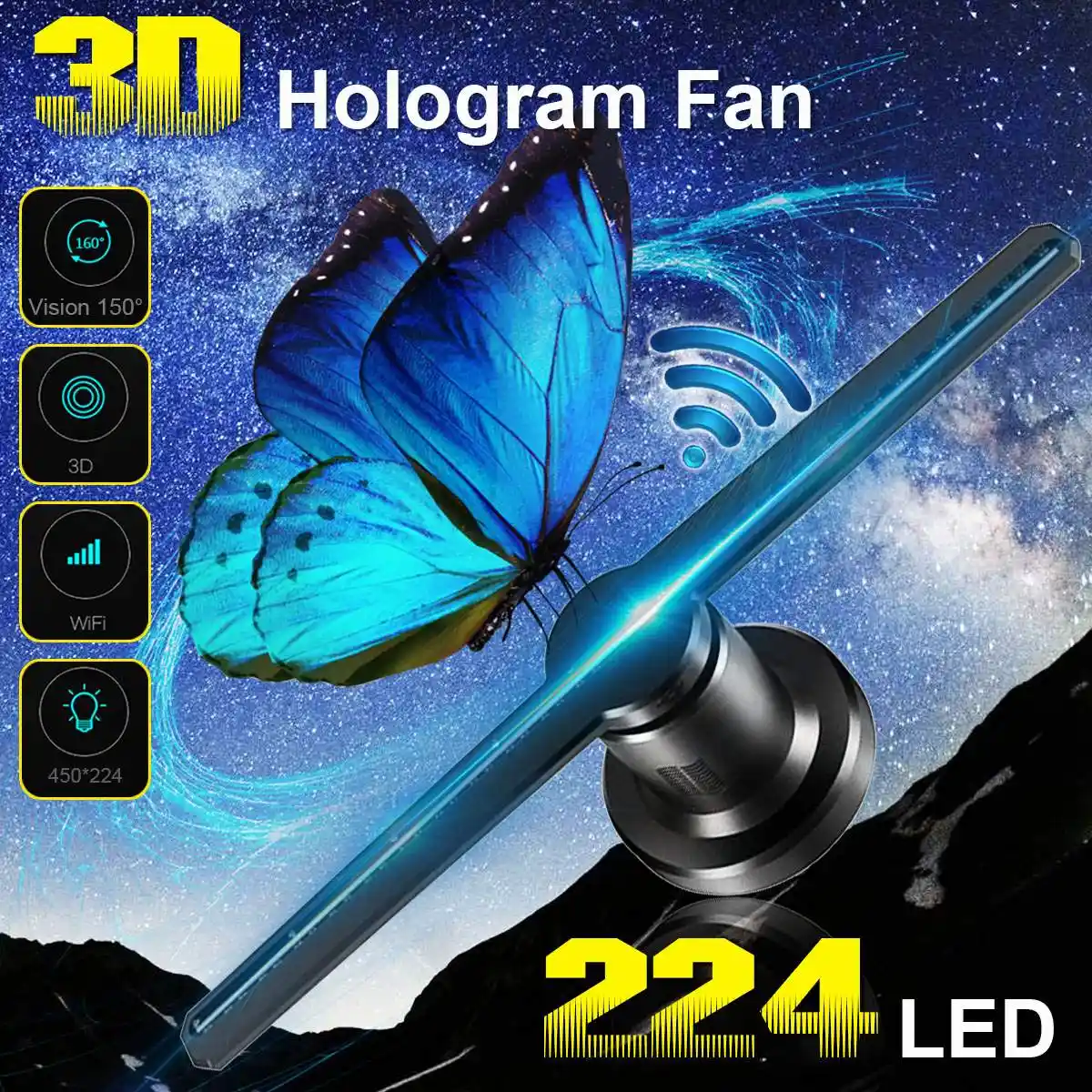 New 43CM 3D Holographic fan light with acrylic cover 3D Hologram ...