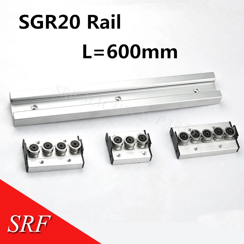 1pcs-Silver-aluminum-Double-axis-roller-linear-guide-SGR20-L-600mm-1pcs ...