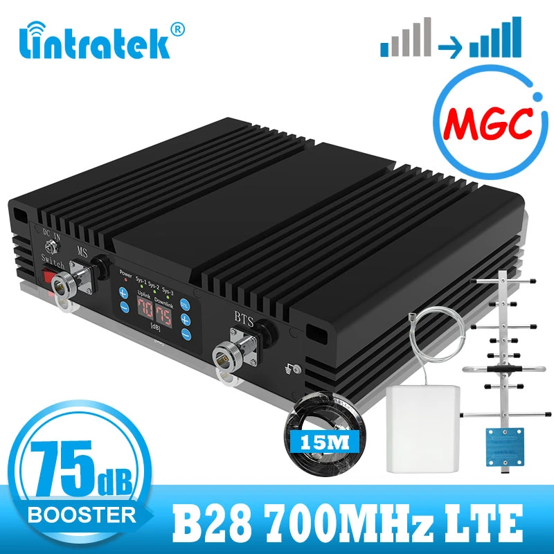Lintratek B28 27dbm75db Gain 4g Lte Signal Booster 700mhz Repeater ...