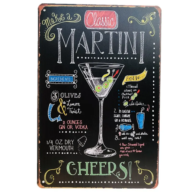 Bar Summer BEER Retro Metal Tin Signs Mojito Martini CUBA LIBRE ...
