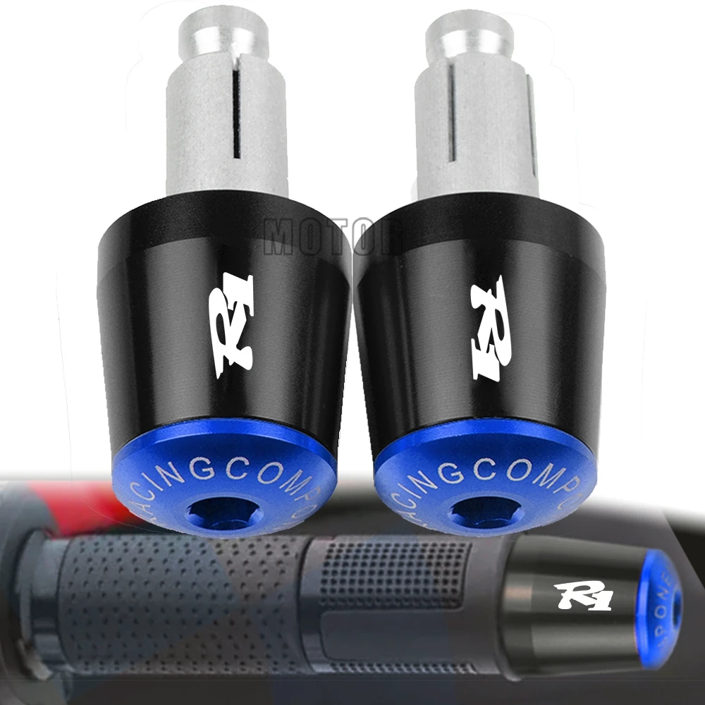 R1-LOGO-CNC-Motorcycle-Handle-Grips-Cap-Hand-Bar-End-Handlebar-For ...